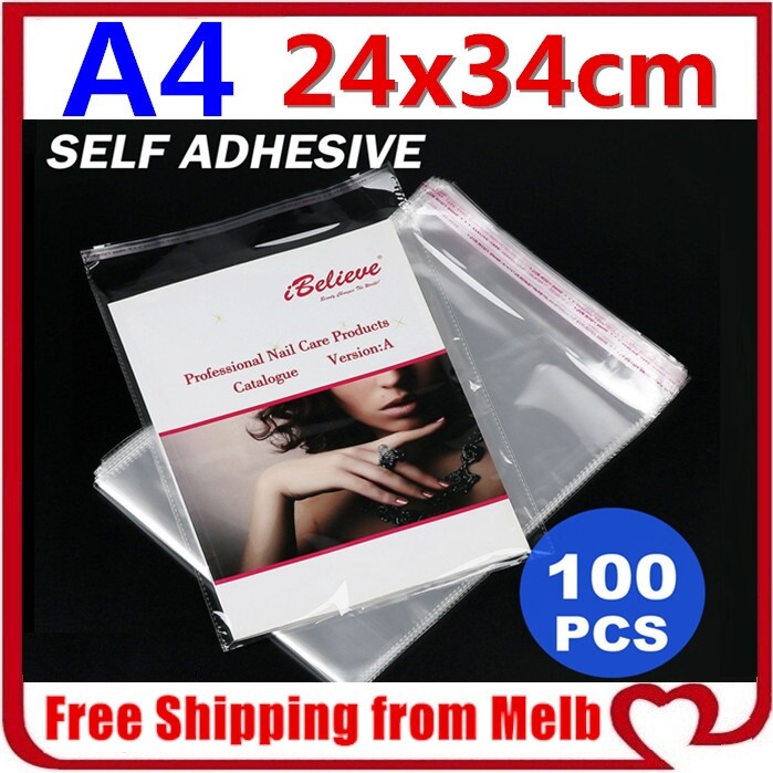 100 A4 Cello Bag 24x34cm Cellophane Clear Resealable Reusable Self Seal ...