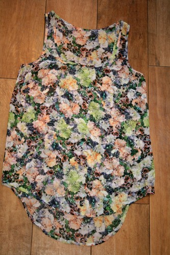 NEW! Pretty floaty floral top SIZE S 8 36 curved hem vest blouse ditsy ...