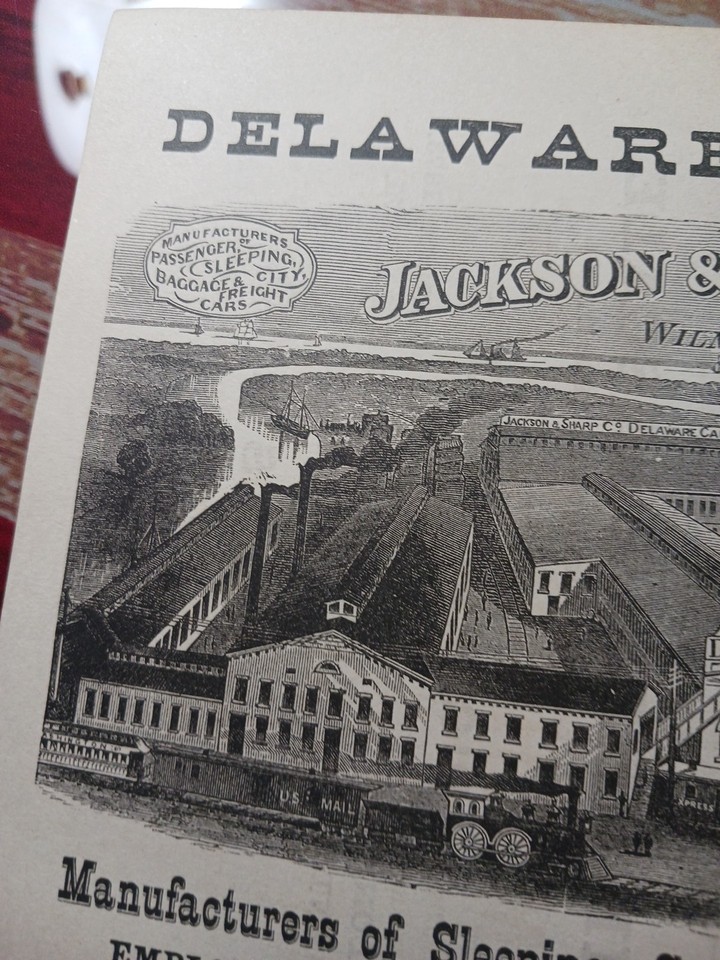 ~1878 Original Print Ad DELAWARE CAR WORKS Railroad Cars Factory ...