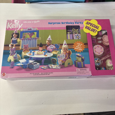 1999 Barbie Kelly Surprise Birthday Party Playset + Bonus Accessories ...