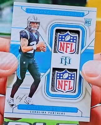 JONATHON BROOKS 2024 NATIONAL TREASURES ROOKIE DUAL NFL SHIELD RC 1/1 ...