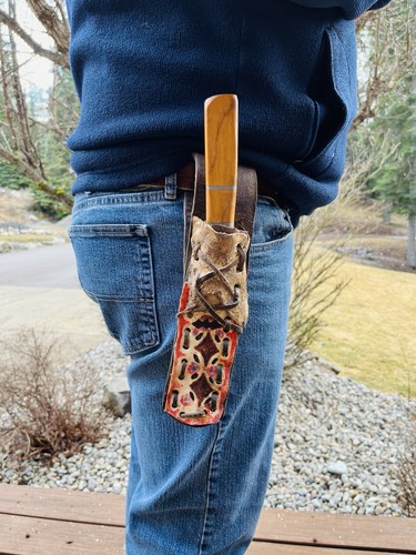 Trade Style Knife w/ Pewter Inlay Hand Made Plains Indian Style ...