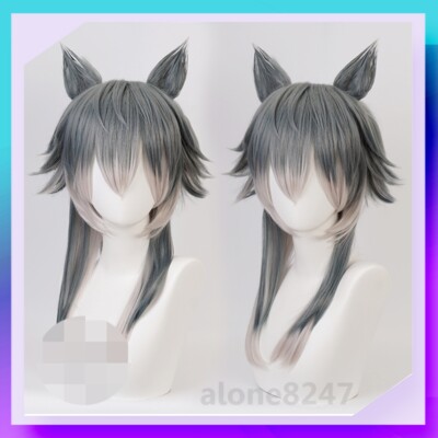 BEASTARS Legoshi Cosplay Grey Long Wig Headwear Synthetic full set Hair ...