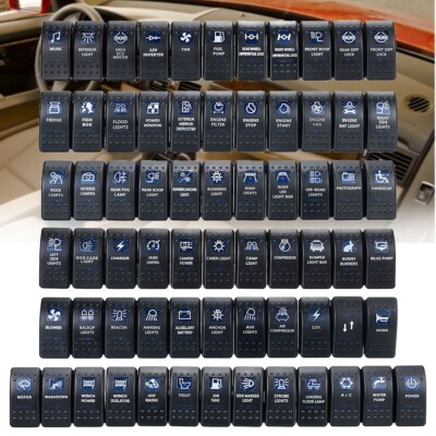 Dash Switch Light LED For Car Van Boat Marine Blue 12V 24V Rocker ON ...