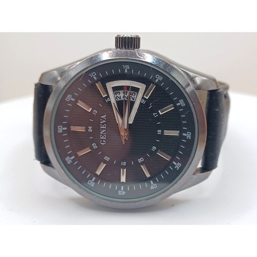 Men's Geneva Black and Gunmetal Tone 40mm Watch New Battery | eBay