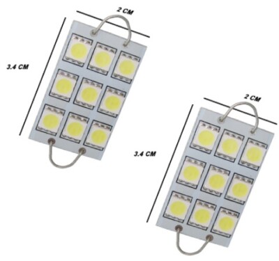 2 pcs - 42mm 1.75" 221 561 578 SMD LED White Rigid Loop Festoon Map ...