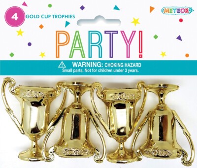 Mini Gold Trophies/Cups Party Favours 6cm 4pk - Melb Cup AFL Sports ...