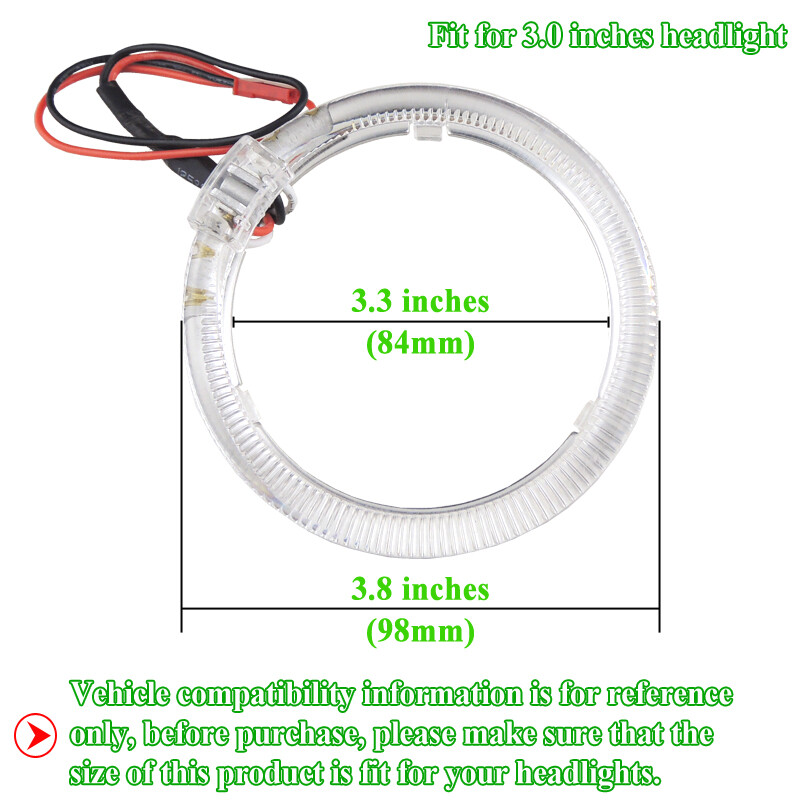 2pcs Green 3.0" LED Light Guide Angel Eyes Halo Rings DRL Car Headlight ...