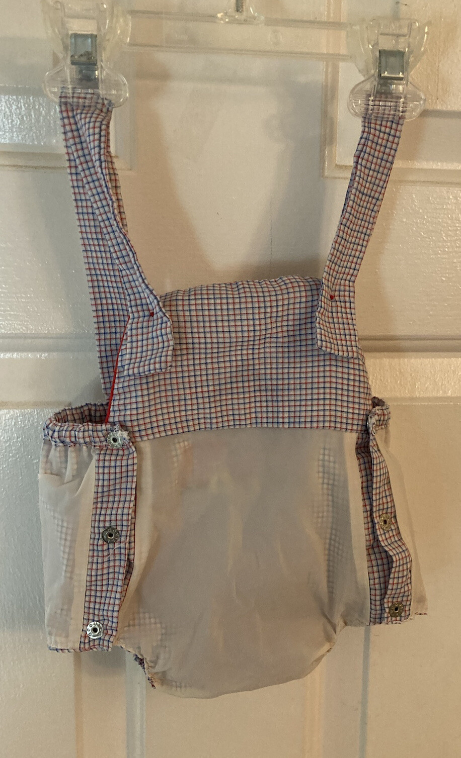 Vintage Romper 1-Piece Built-In Rubber Pants Red Whit… - Gem