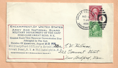 MILITARY MAIL ENCAMPMENT UNITED STATES ARMY & NATIONAL GUARD 1935 GREAT ...