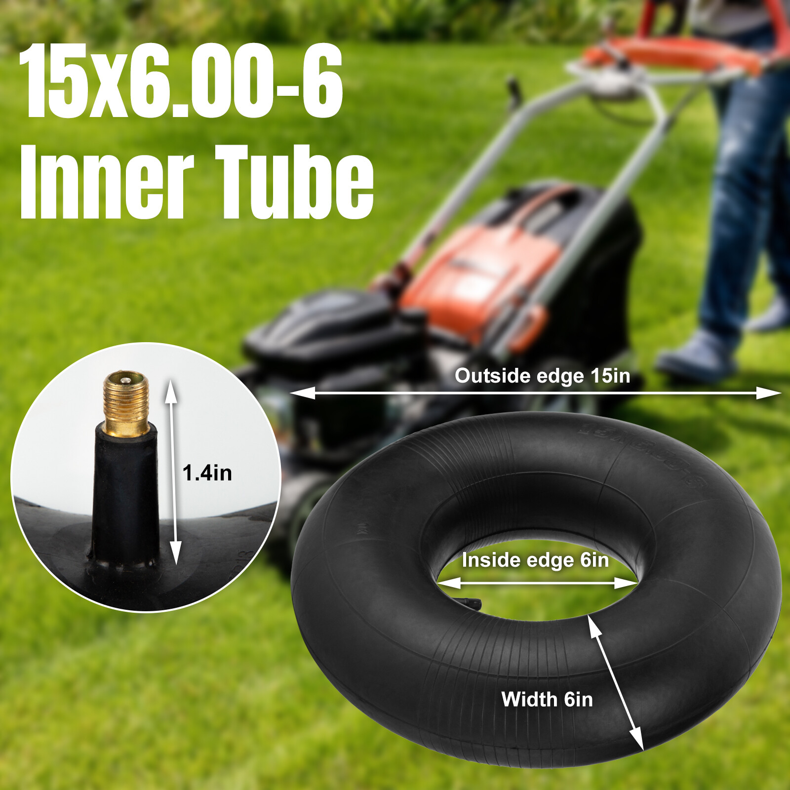2X Inner Tube 15x6.00-6 NHS TR13 Valve For Lawn Mower Tractor Golf Cart ...