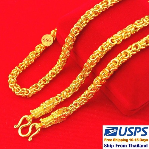 P9 Thai Gold 24k Solid Necklace Yellow Chain Pendant 26" Weight 5 Baht ...