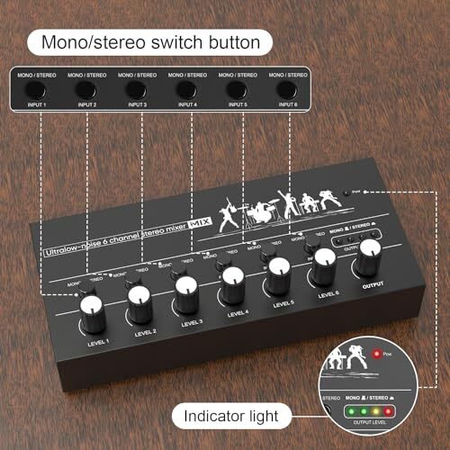 Mini Stereo Line Audio Mixer: Independent Control 6-Channel Mixers for ...
