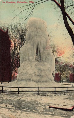 Postcard OH Columbus Ohio-Ice Fountain-Snow-Buildings B18 | eBay