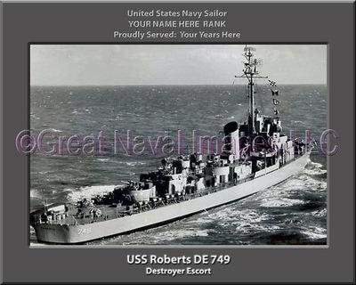 USS Roberts DE 749 Personalized Canvas Ship Photo Print Navy Veteran ...