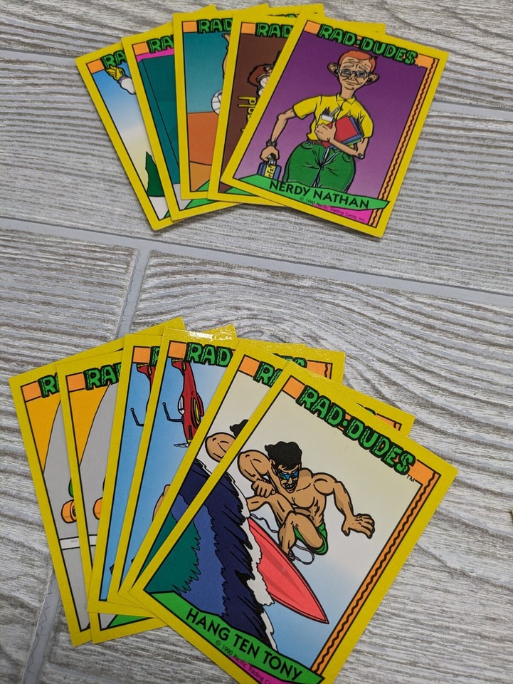 Rad Dudes Trading Card Lot Of 29 Neon Hang Ten Tony Wave Rippin Ray ...