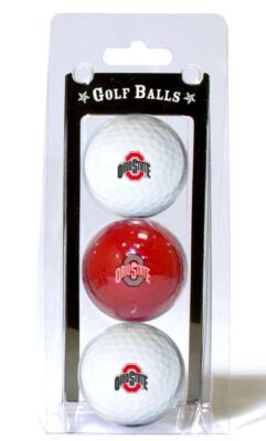 Ohio State Buckeyes 3 Pack Golf Balls [NEW] NCAA White Golfing Pk Ball ...