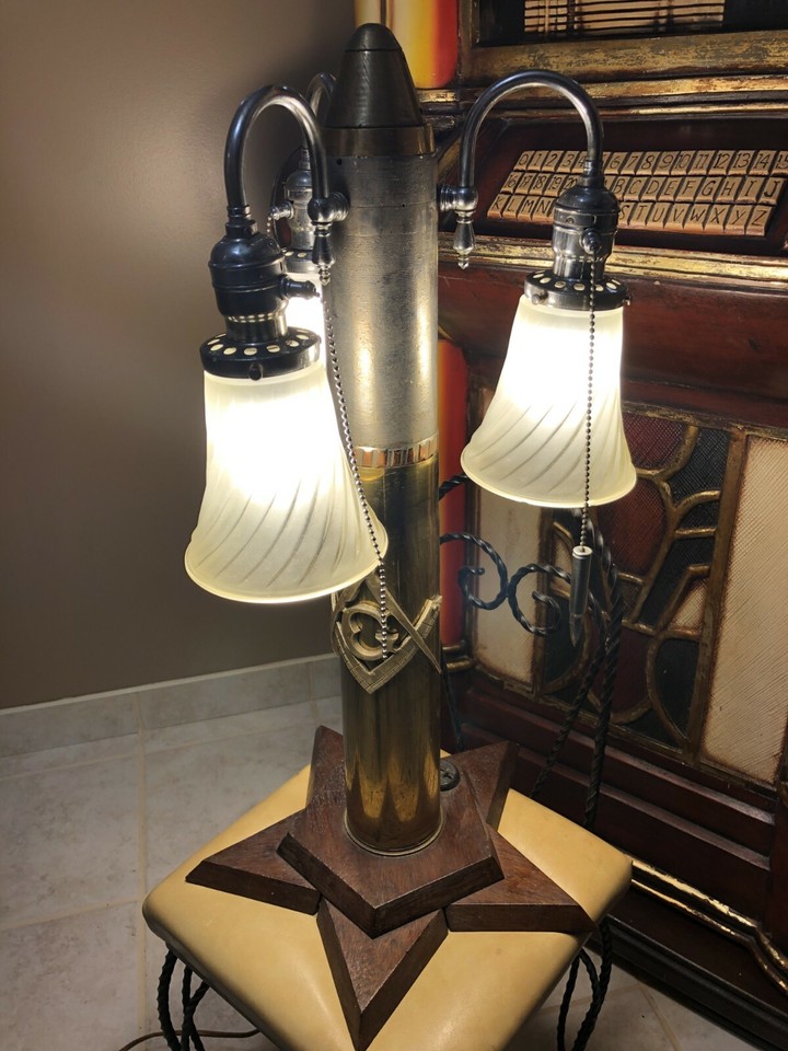 WW1 Freemason Masonic Lamp 1915 Artillery Shell Trench Art SUPER RARE ...
