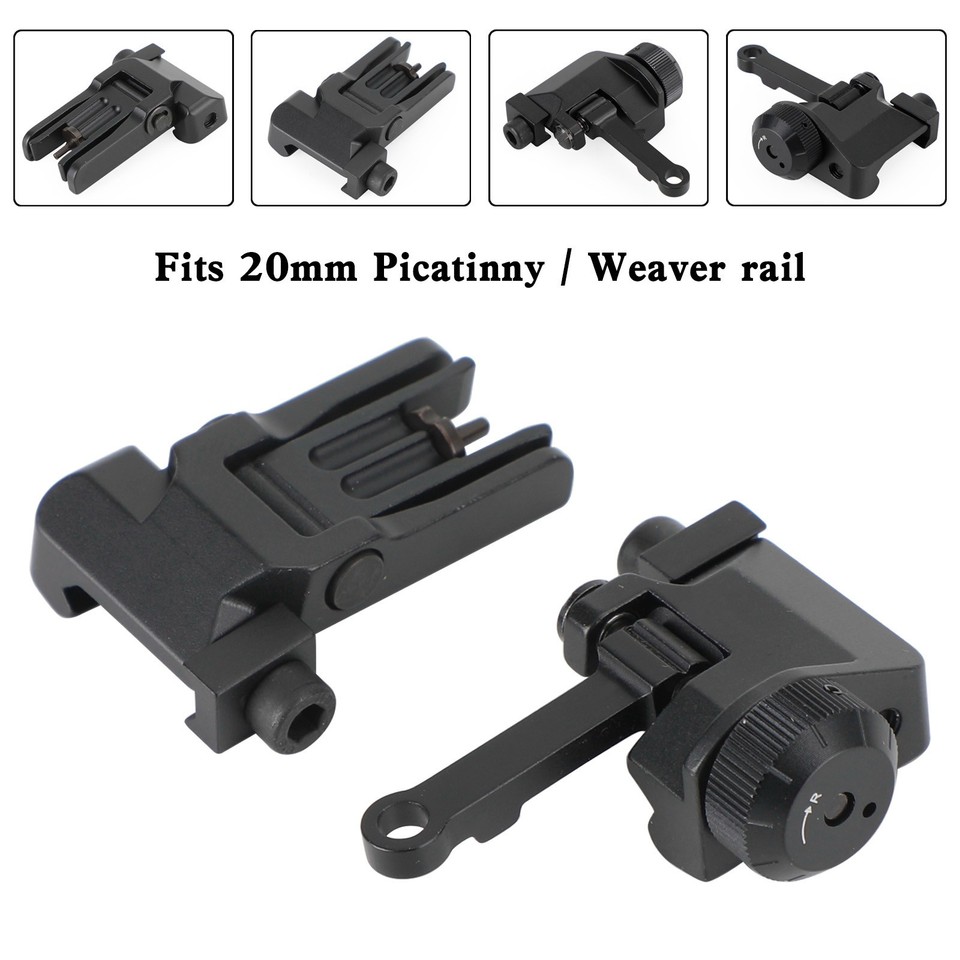 Folding Back Up Iron Sight Flip Up Front Rear Set Picatinny Rail KAC300 ...