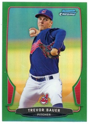 2013 Bowman Chrome Green Refractors #204 Trevor Bauer Cleveland Indians ...