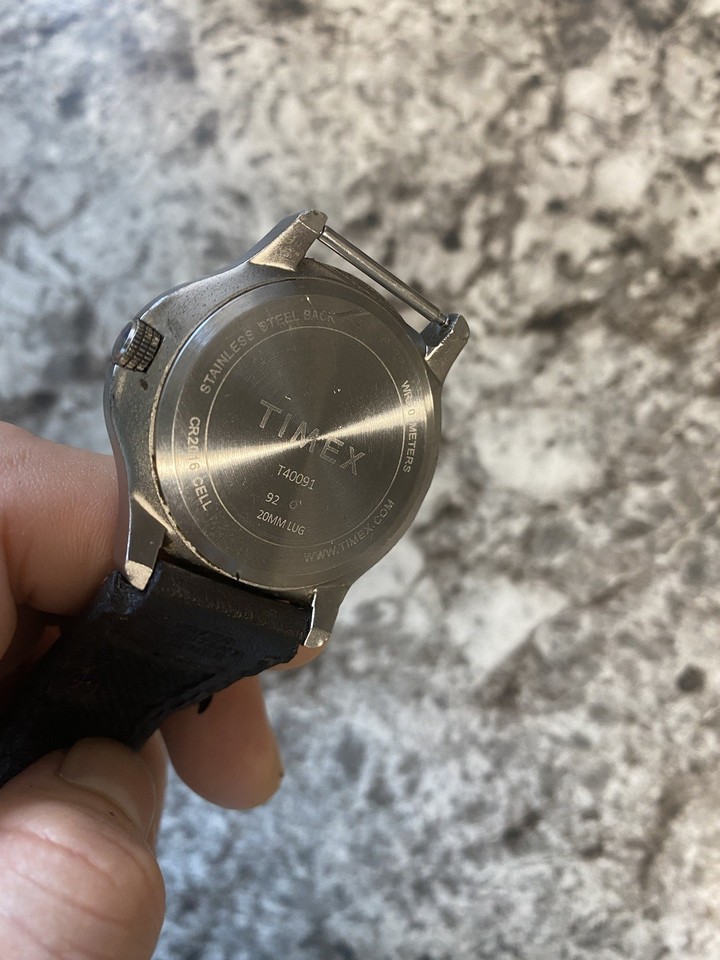 Timex T40091, Men's "Expedition" Leather/Nylon Watch, Indiglo, Date ...