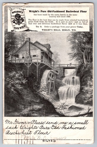 Berlin Wisconsin WI Wright's Mills Buckwheat Flour 1910s Advertising ...