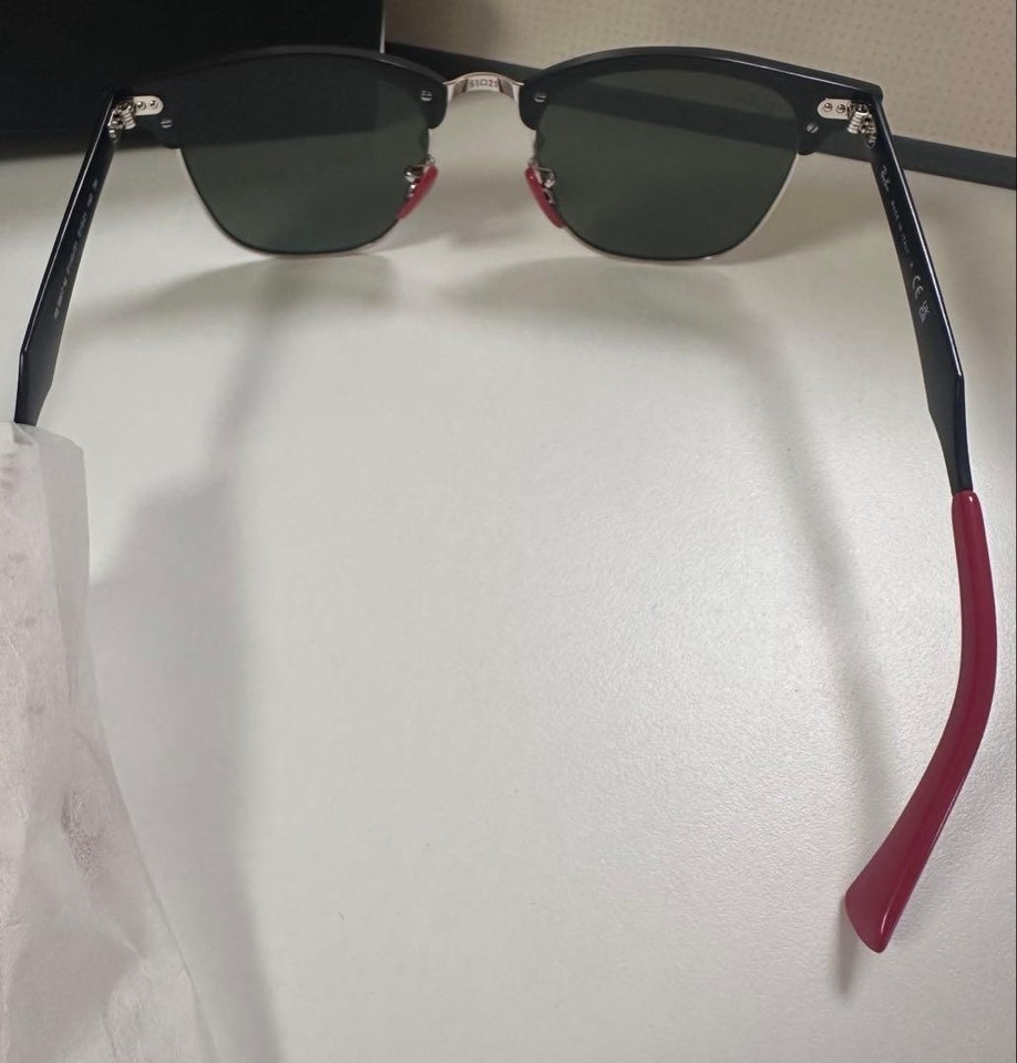 Ray-Ban Ferrari RB3807M Wayfarer Sunglasses Black Red Gray Lens Metal ...
