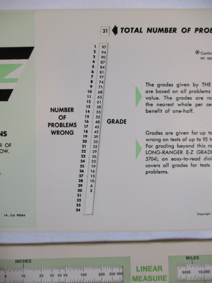 Vintage - E-Z Grader Slide Chart & Metric Converter Slide - Teacher's ...