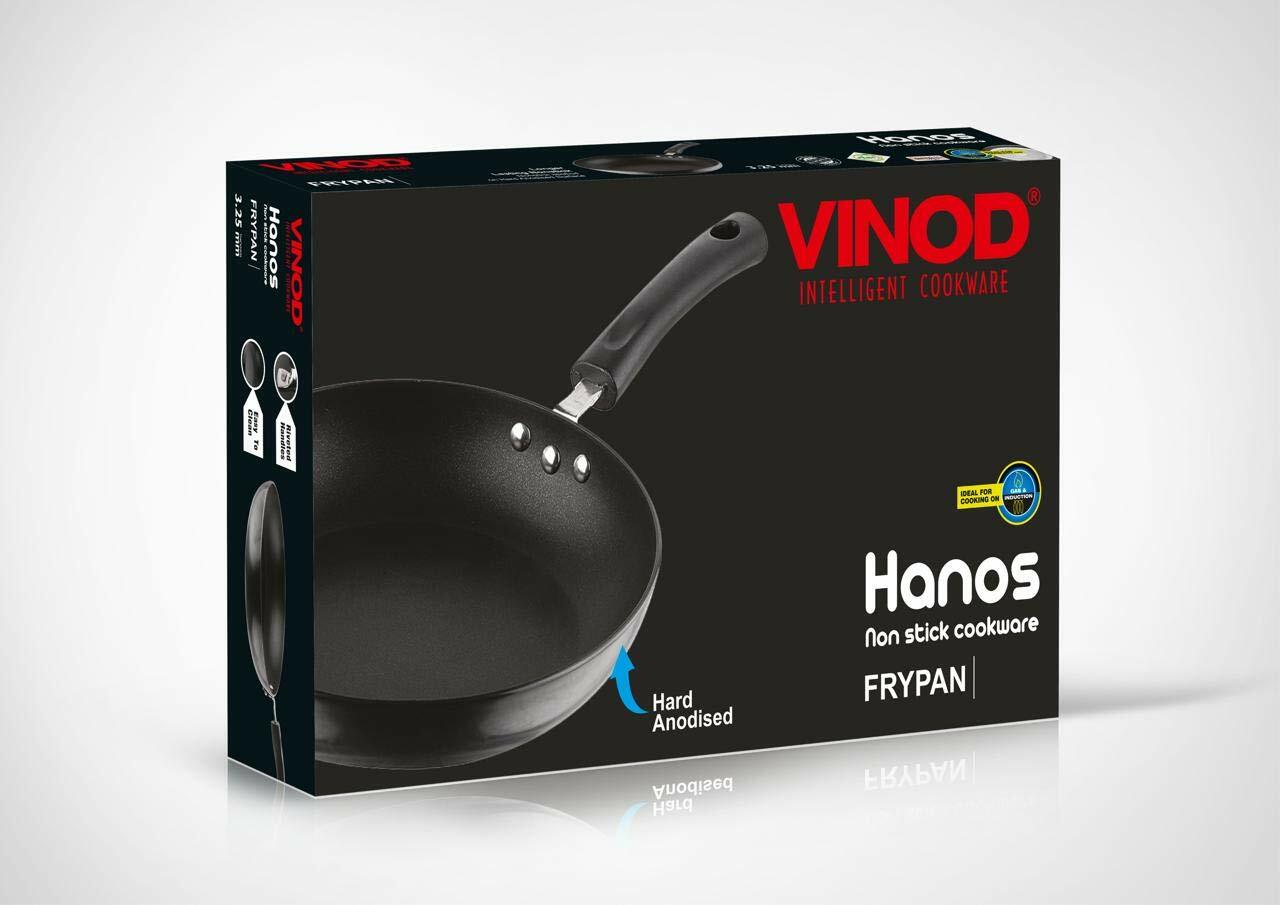 Vinod Hanos Fry Pan 24cm Diameter, Hard Anodised Non-Stick Coating with ...
