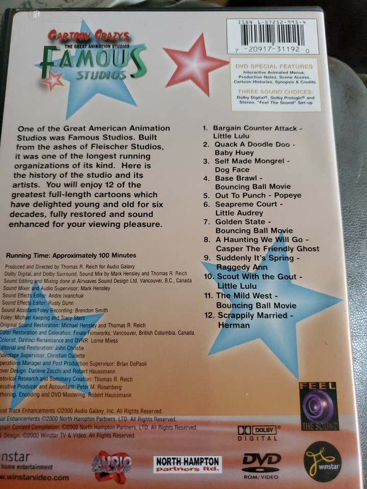 The Great Animation Studios: Famous Studios (DVD, 2001) 720917311920| eBay