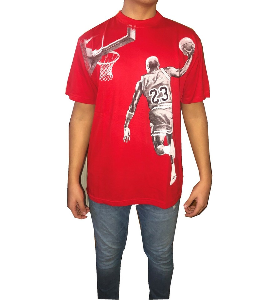 PRINTED SHORT SLEEVE T-SHIRT DUNKING BASKETBALL PLAYER 100% COTTON NEW ...