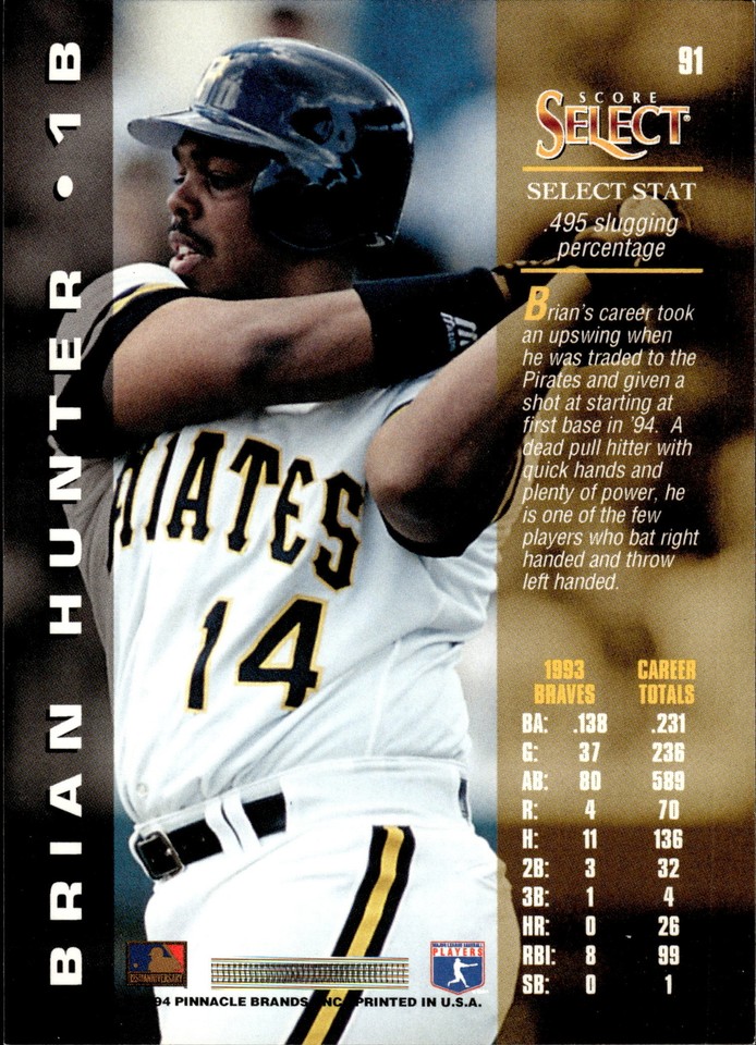 1994 Select #91 Brian Hunter | eBay