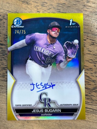 Jesus Bugarin 2023 Bowman Chrome YELLOW REFRACTOR 1st RC AUTO /75 BPA ...