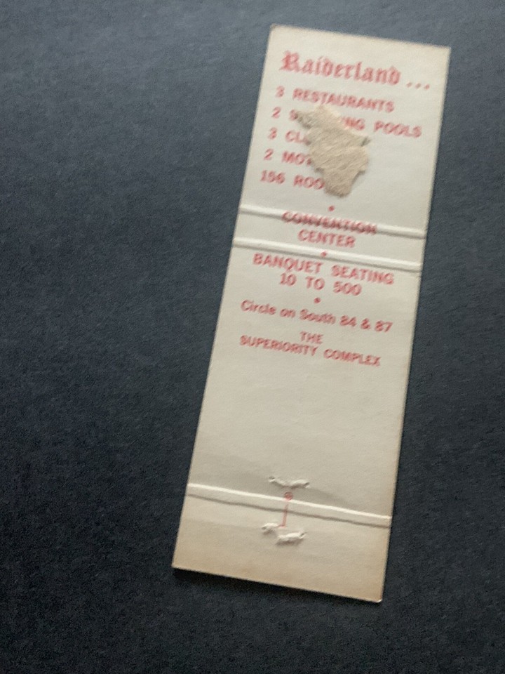 Vintage Texas Matchbook: “Donny Anderson’s Raiderland” Lubbock, Texas ...