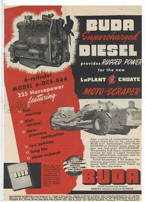 1947 Buda Engines Ad: Supercharged Diesel on LaPlant Choate Moto ...