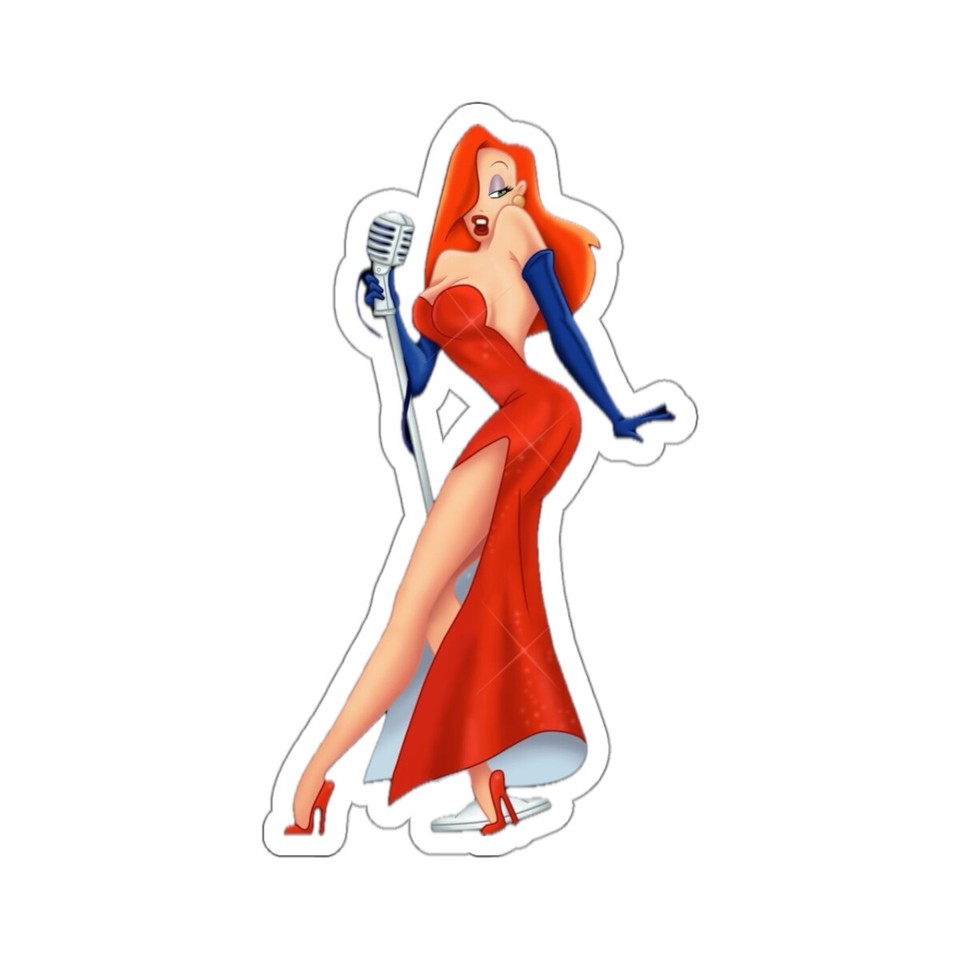 Jessica Rabbit Singing Microphone Sexy Red Dress High Heels Kiss-Cut ...