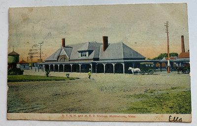 1907 MA Postcard Middleboro Massachusetts Railroad RR Train Station ...