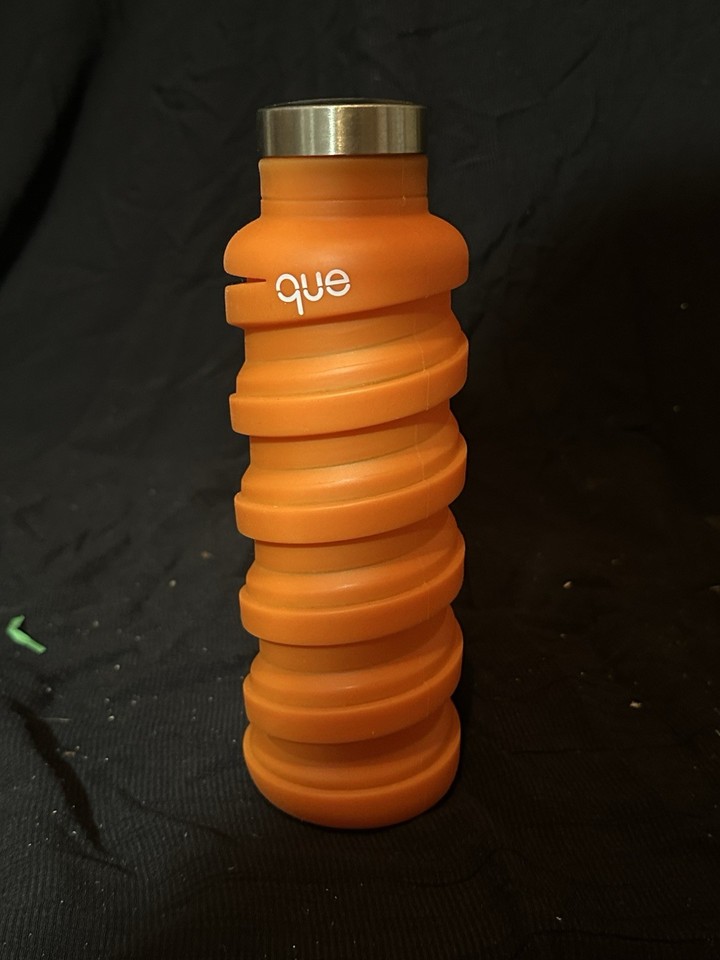 Que 20 Oz Orange Collapsible Travel Silicone Water Bottle | eBay
