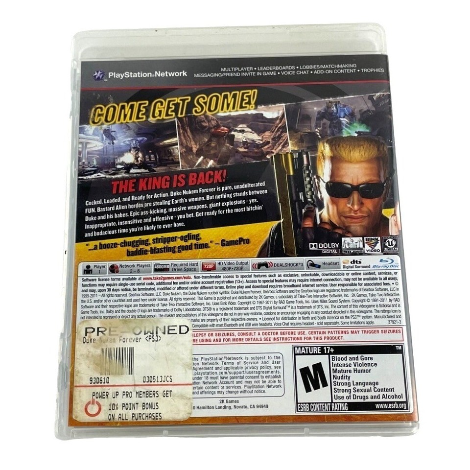 Duke Nukem Forever-PlayStation 3 PS3 Black Label Disc & Case-CIB-Mint ...