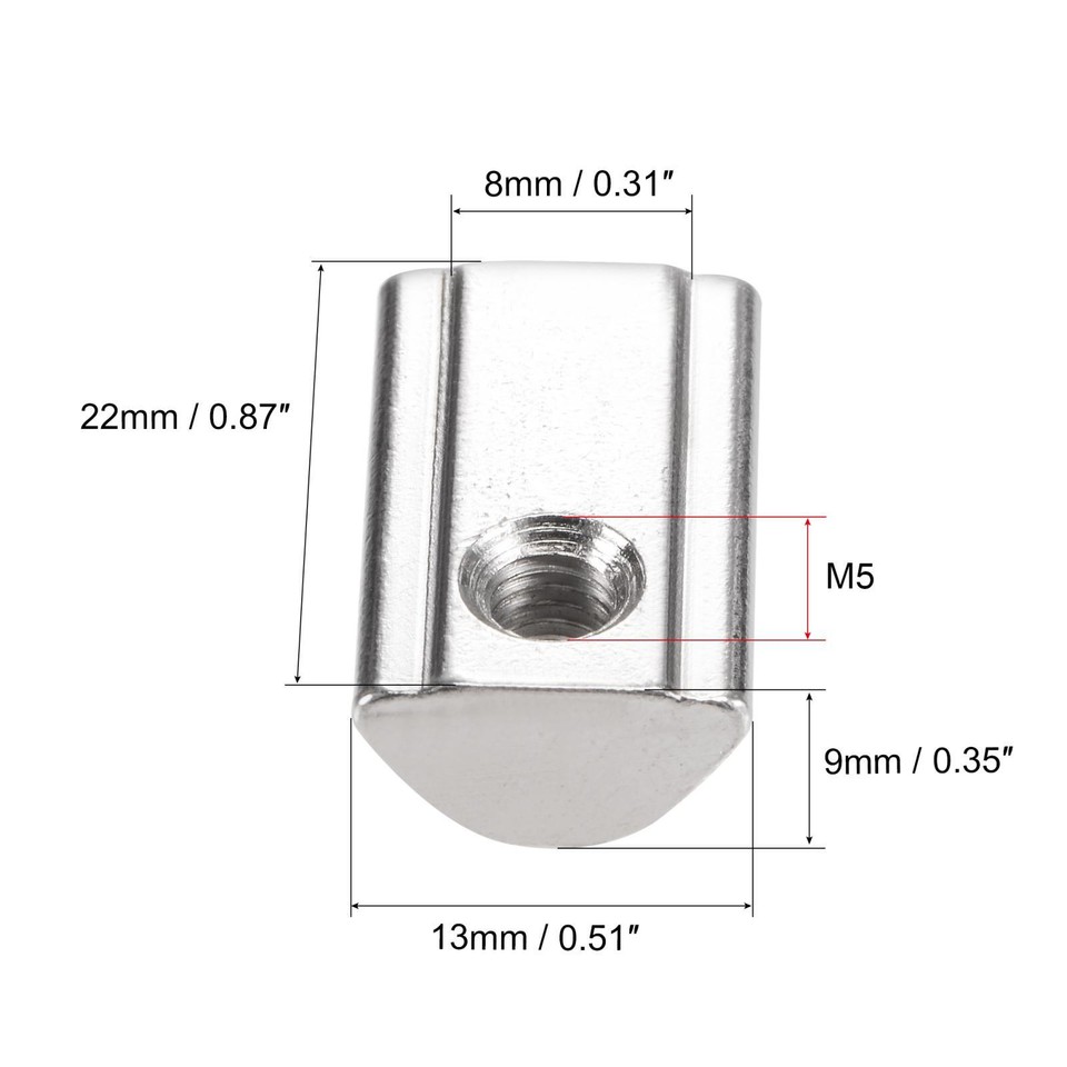 30pcs M5 Roll in Spring T-nut with Ball for 4040 Series Rail with 8mm ...