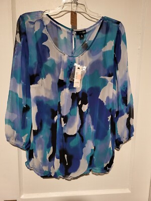 NWT East 5th Colorful Sheer Top w/Black Cami Size XL # 402 | eBay