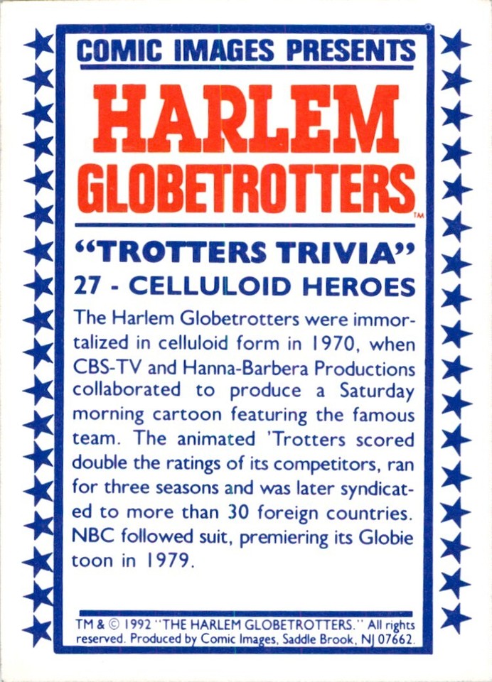 1992-93 Comic Images Harlem Globetrotters Celluloid Heroes . #27 | eBay