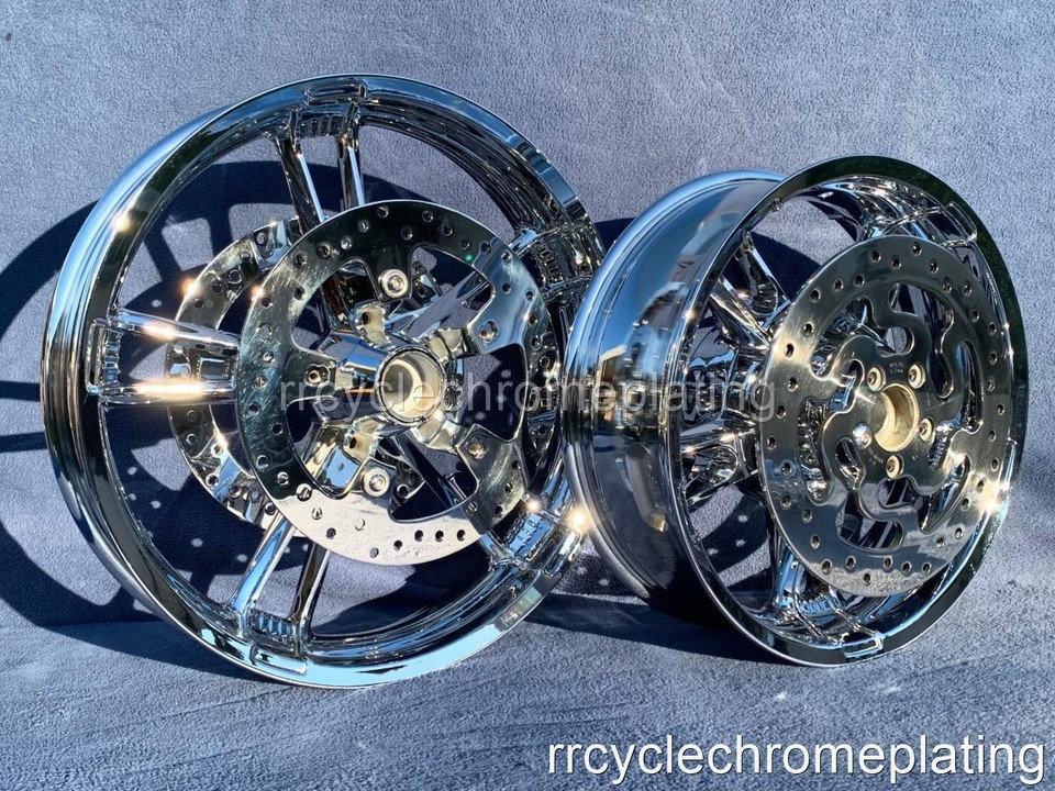 Harley Chrome 14-19 Enforcer Wheels W/ Rotors Rims Street Glide ...