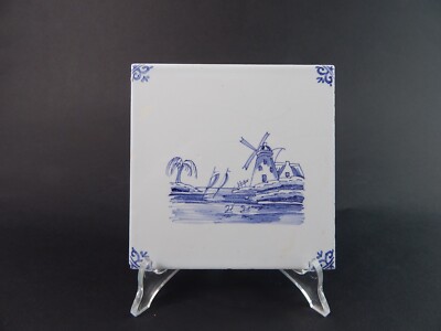 Vintage Authentic Tile Porcelain of Delft White Blue Paesaggio | eBay UK