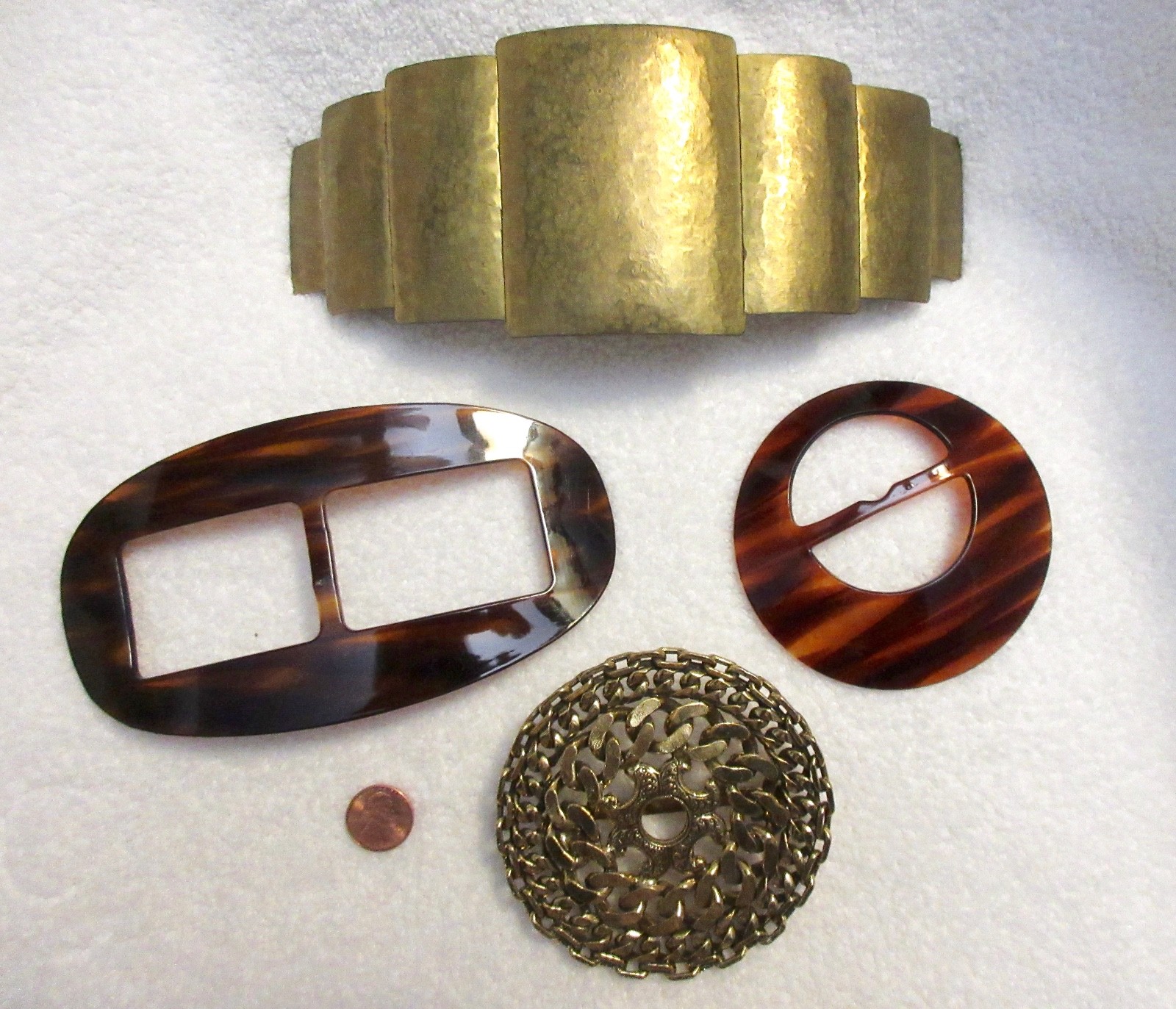 Lot 4 Vintage 1970's Belt Buckles Faux Tortoise Shell & Metal LARGE ...