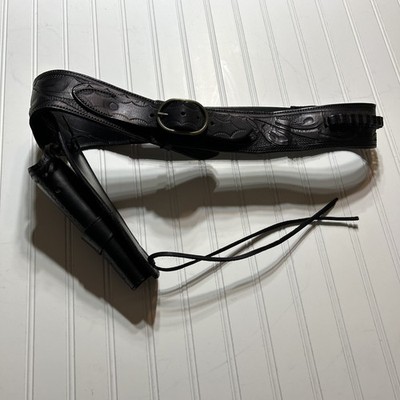 Vintage Western Black Leather Gun Slinger Holster And Belt Right Hand ...