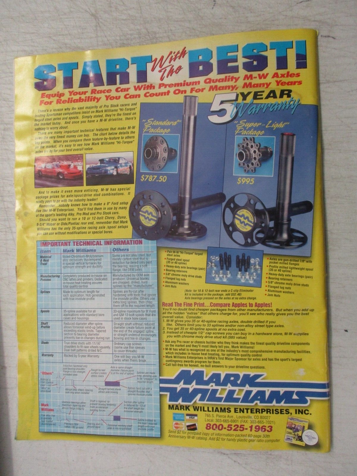 IHRA DRAG REVIEW MAGAZINE APRIL 15, 1996 JACK OSTRANDER JON YOAK WINTER ...