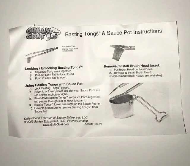 Grilly Goat Basting Tongs and Sauce Pot Set for sale online | eBay