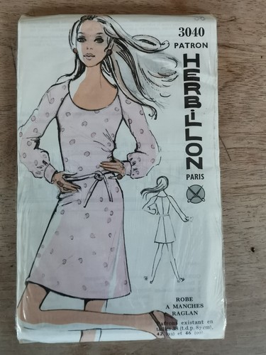 3040 PATRON HERBILLON VINTAGE FRENCH PATTERN 1960/70 ROBE MANCHES ...