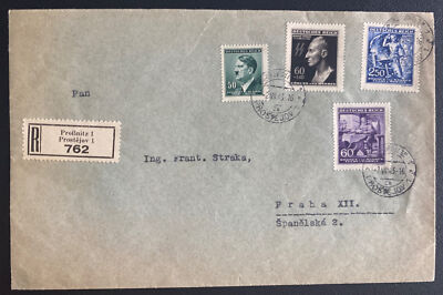 1943 Prossnitz Bohemia Moravia Germany Registered Cover To Prague ...